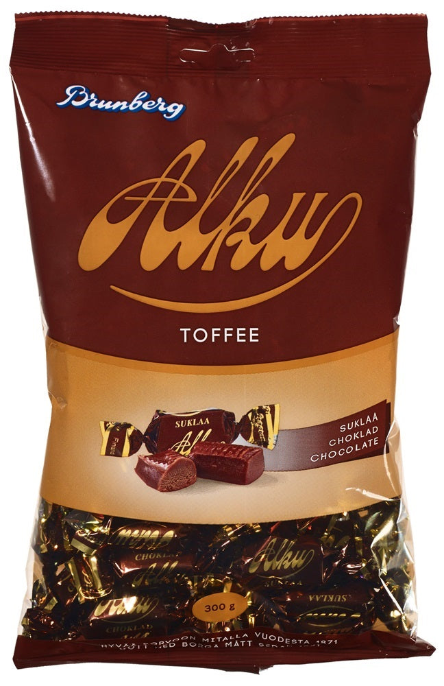 Brunberg Alku Toffee Chocolate 300g, 8-Pack | Finnish Candy