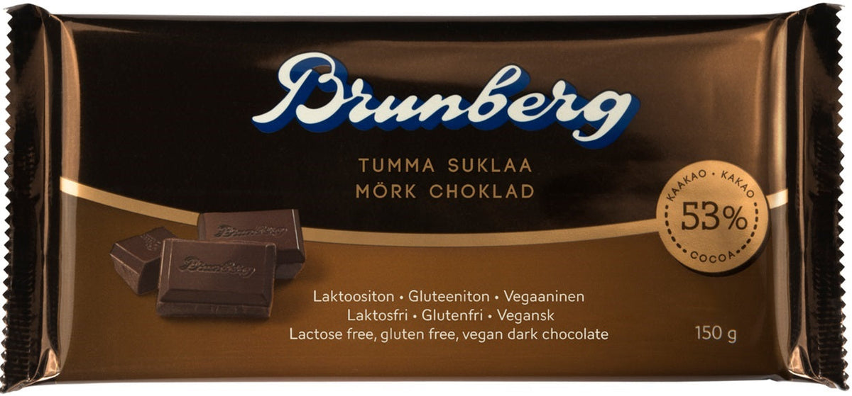 Brunberg Dark Chocolate Bar 150g, 30-Pack | Finnish Sweets