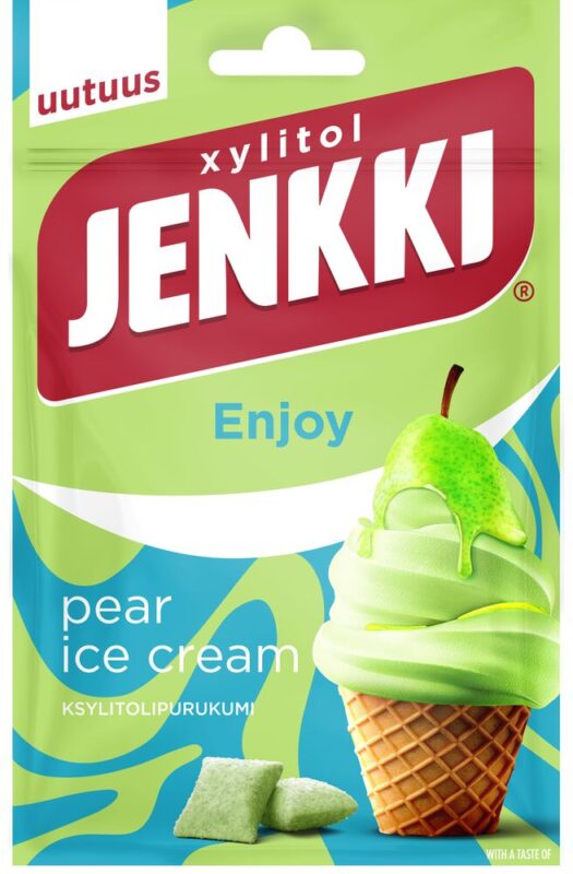 Jenkki Enjoy Pear Ice Cream 35g, 25-Pack | Finnish Chewing Gum
