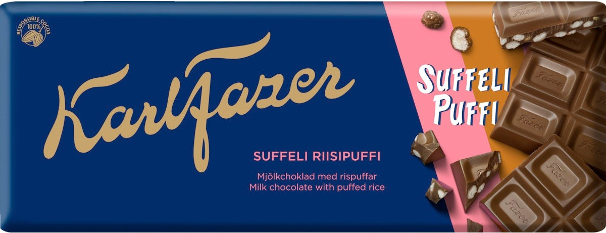Karl Fazer Suffeli Puffi 185g, 20-Pack | Finnish Chocolate Bar