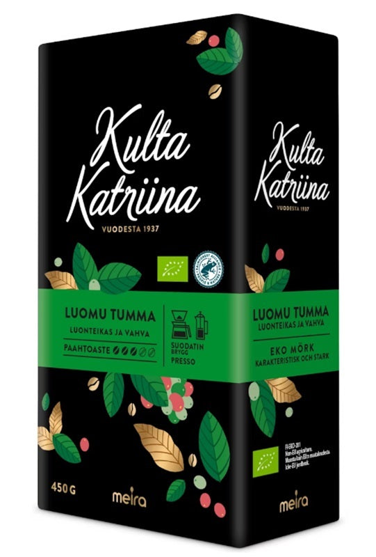 Kulta Katriina Organic Dark Roast Ground Coffee 450g, 12-Pack | Finnish ...