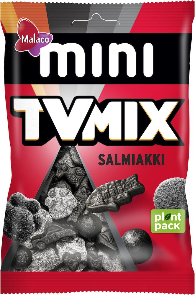 Malaco TV Mix Mini Salmiakki 110g, 18-Pack | Finnish Licorice Candy
