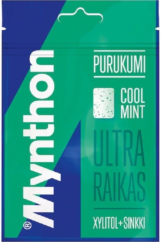 Mynthon Cool Mint 44g, 25-Pack | Finnish Sugar Free Chewing Gum