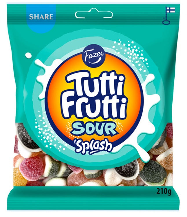 Tutti Frutti Sour Splash Mix 210g, 18-Pack | Finnish Fruit Candy