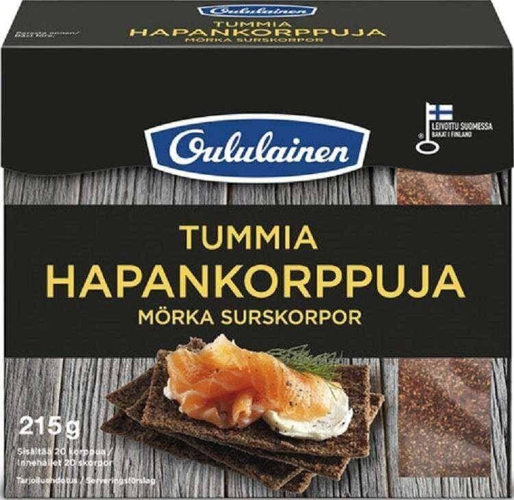 Oululainen Dark Thin Crispbread 215g, 10-Pack | Finnish Dry Bread