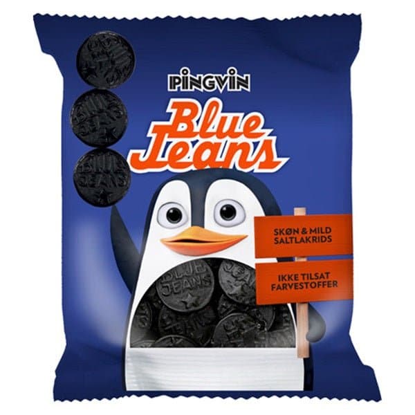 Toms Pingvin Blue Jeans 110g | Danish Licorice Candy